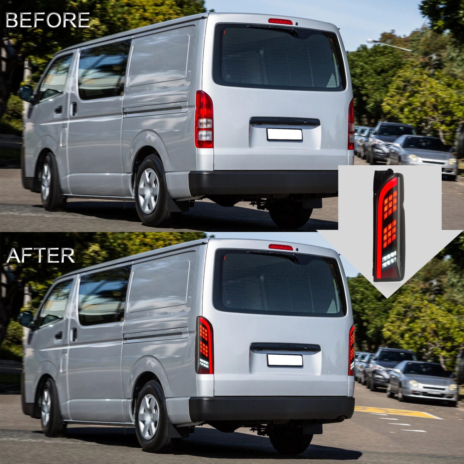 Tail Lights SMOKED For Toyota Hiace 2005 - 2018 | VLAND Australia