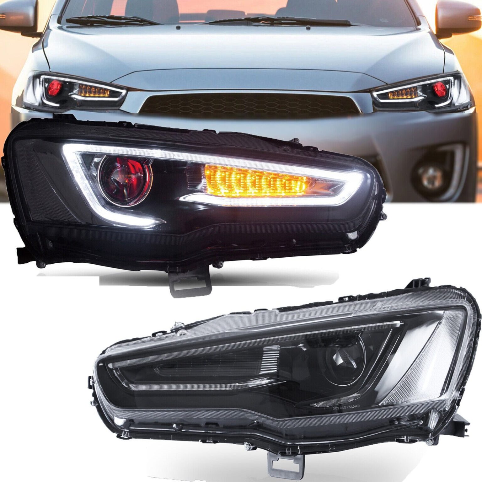 Headlights For Mitsubishi Lancer 2008 - 2017 Pair | VLAND Australia