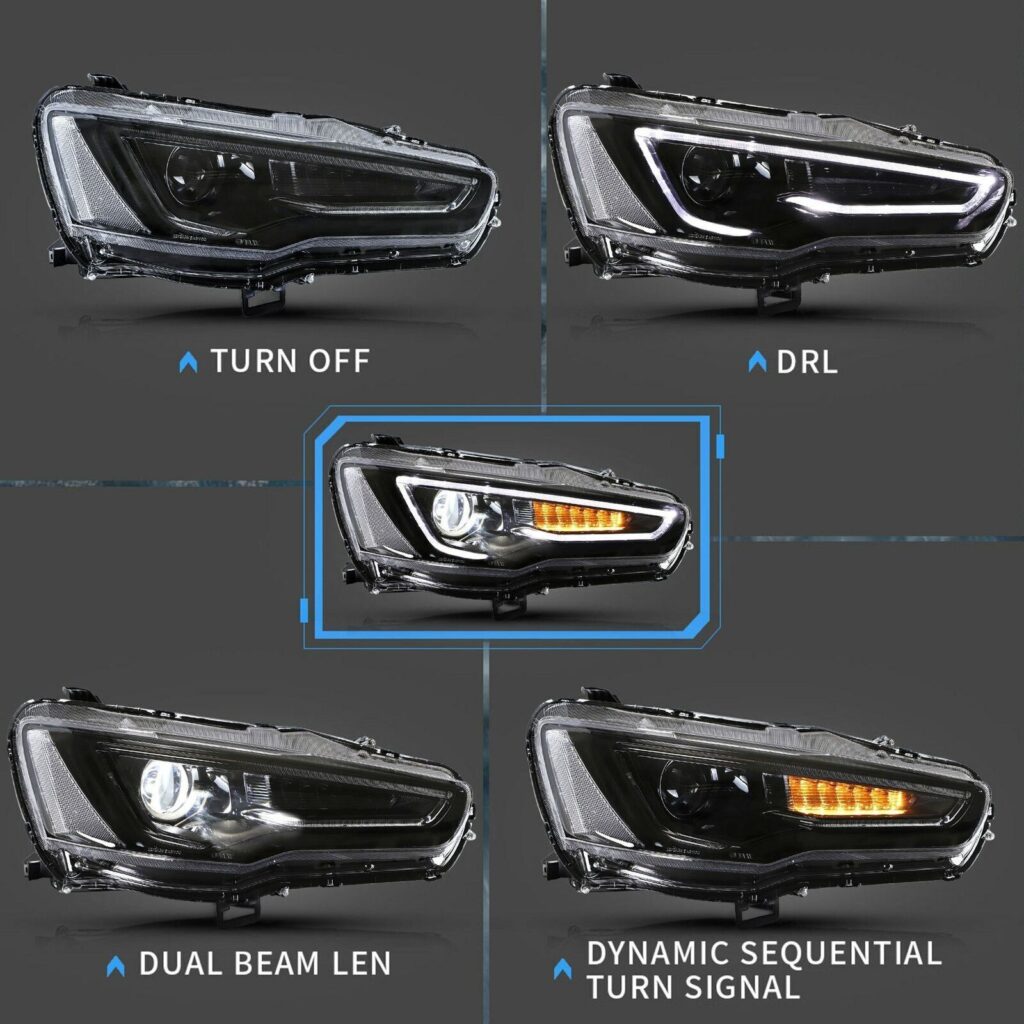 Headlights For Mitsubishi Lancer 2008 - 2017 Pair | VLAND Australia