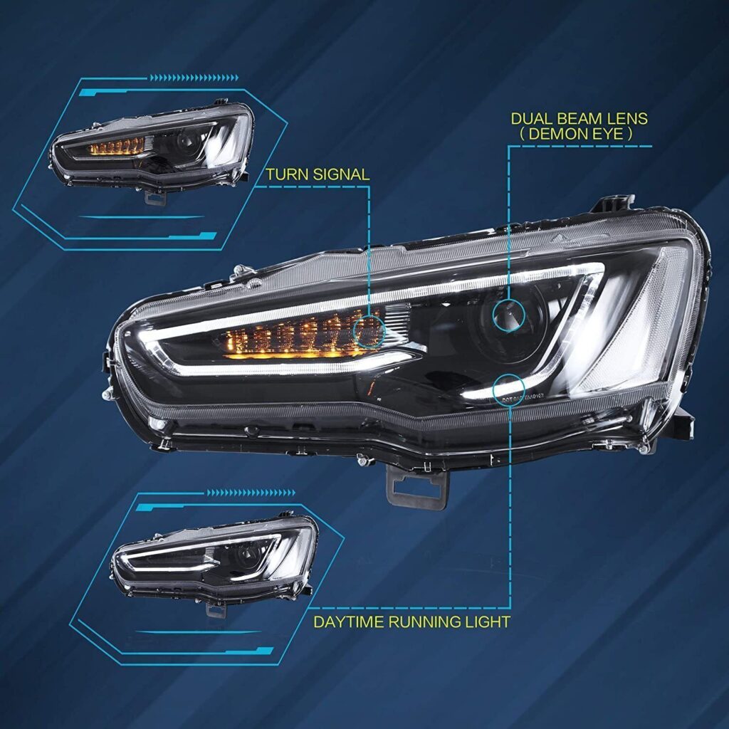 Headlights For Mitsubishi Lancer 2008 - 2017 Pair | VLAND Australia