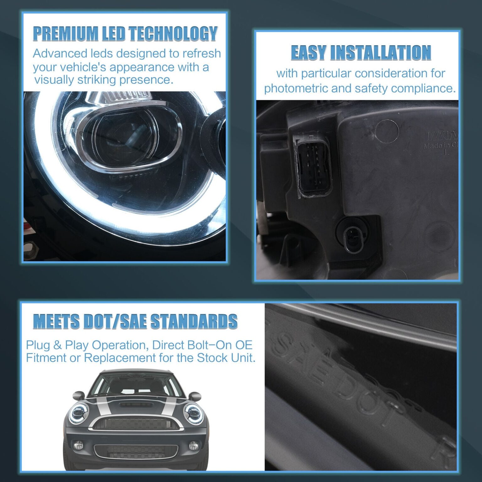 Headlights For 2007 - 2013 Mini Cooper R55/56/57/58/59 | VLAND Australia