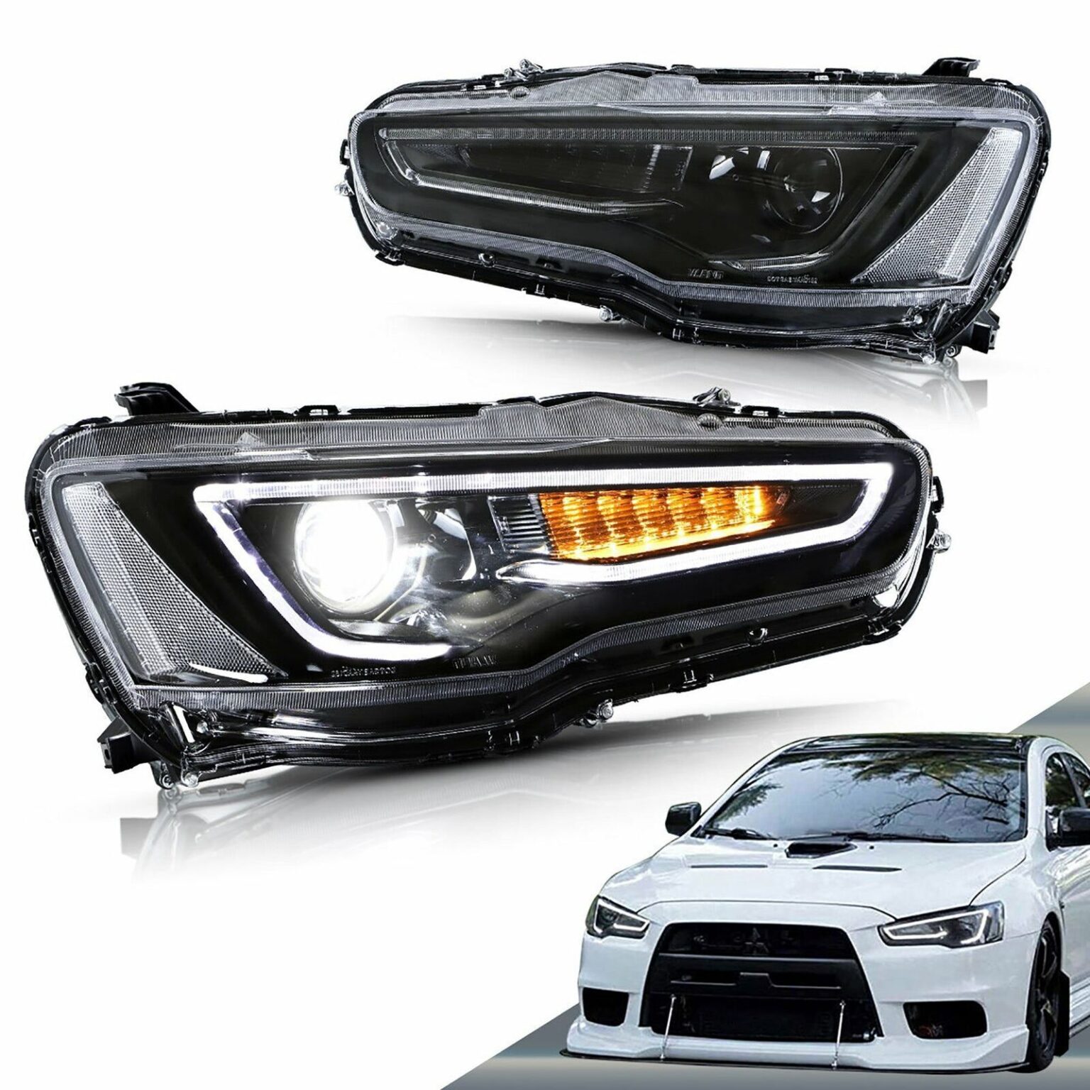 Headlights For Mitsubishi Lancer 2008 - 2017 Pair | VLAND Australia