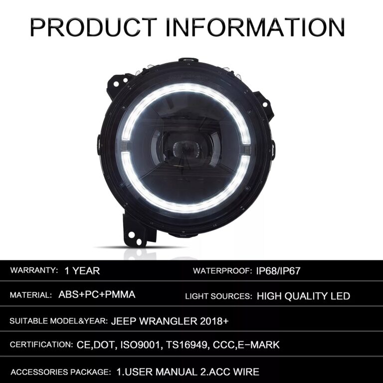 Headlights For 2018-2023 Jeep Wrangler JL JLU JT Rubicon Front Lamp ...