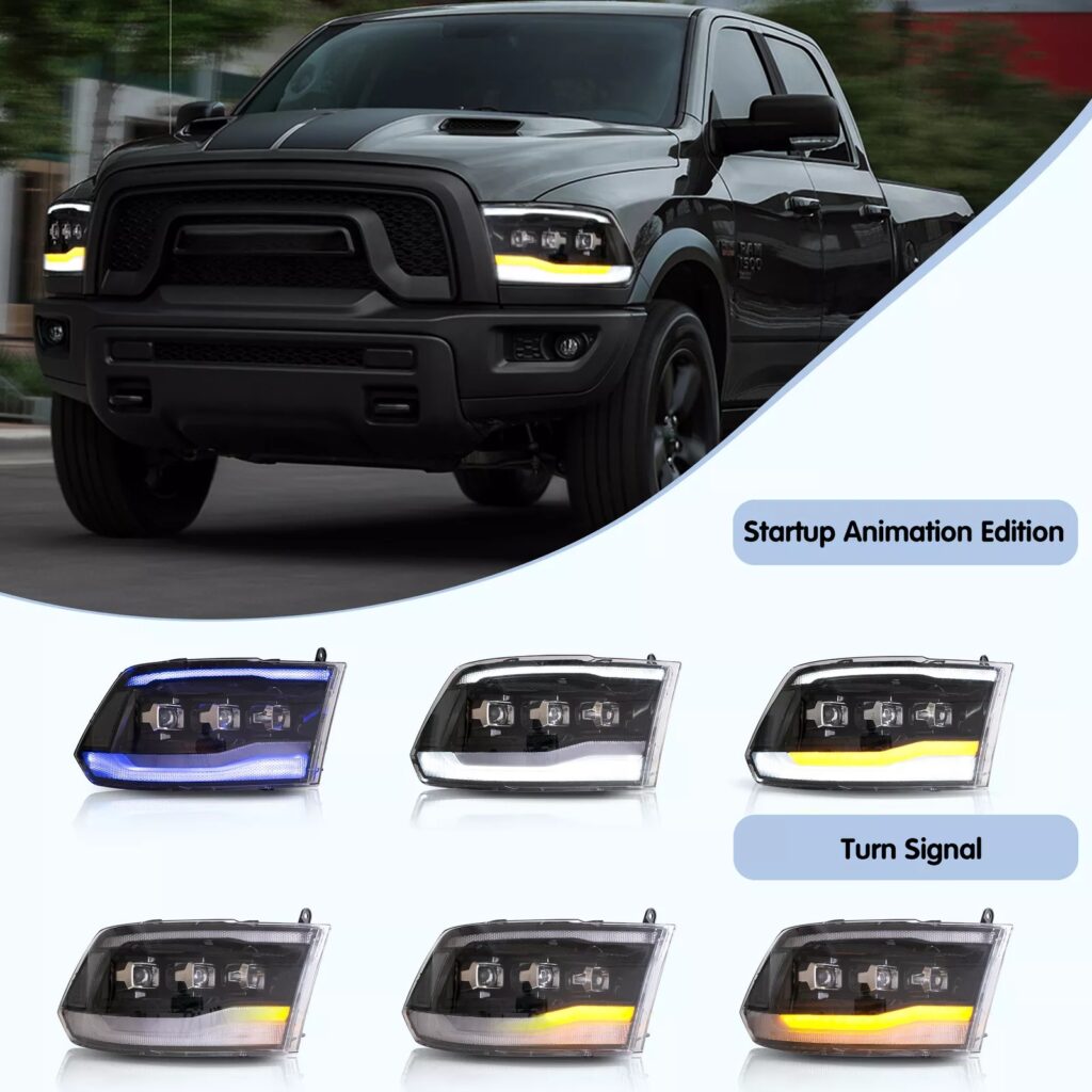VLAND Clear Headlights Assembly For 2009-2021 Dodge RAM 1500 2500 3500 ...